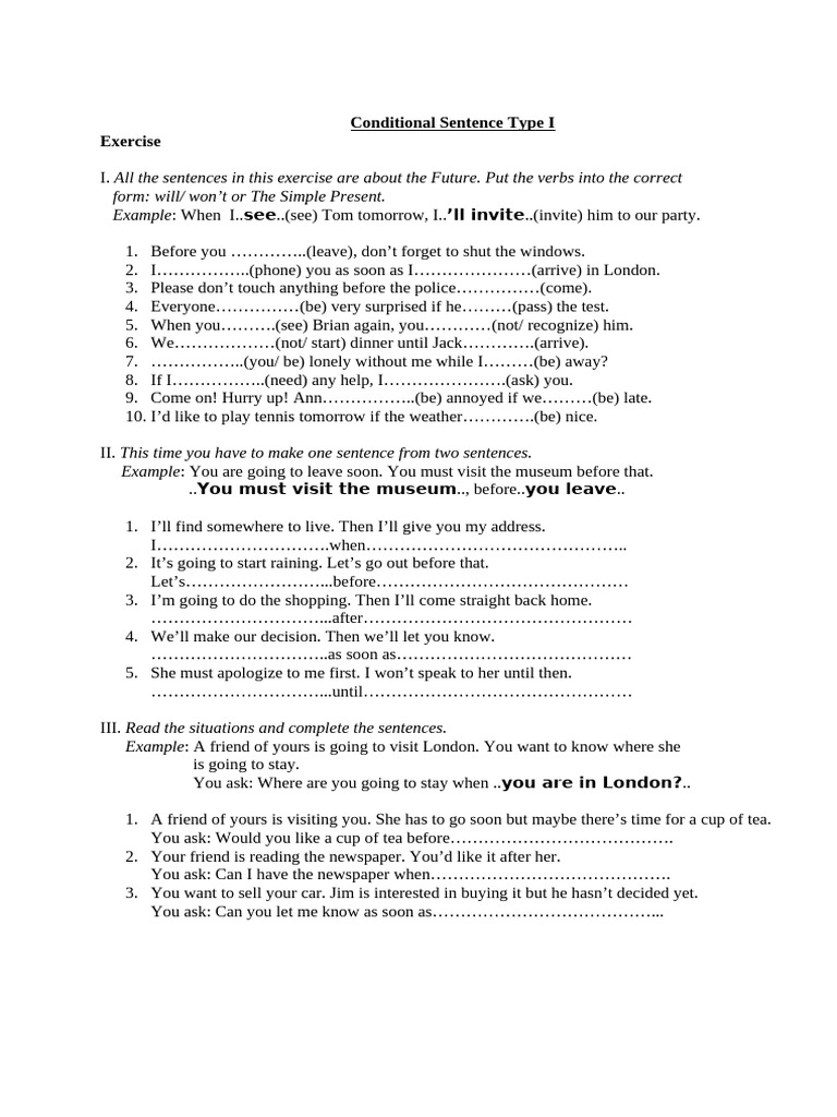 Future Conditional Sentences Exercise | PDF