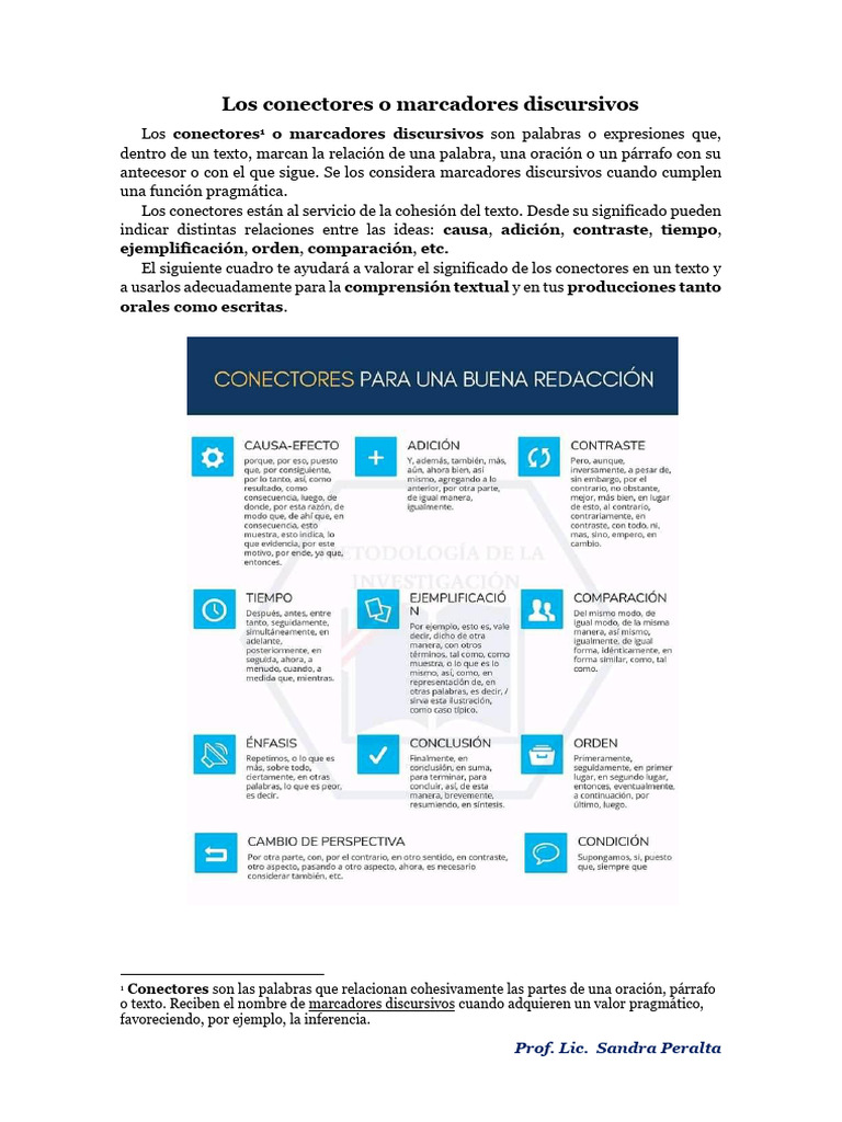 Los Conectores y Marcadores Discursivos | PDF | Información | Lingüística