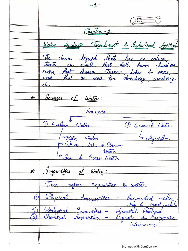 Chemistry Notes - Water Analysis | PDF