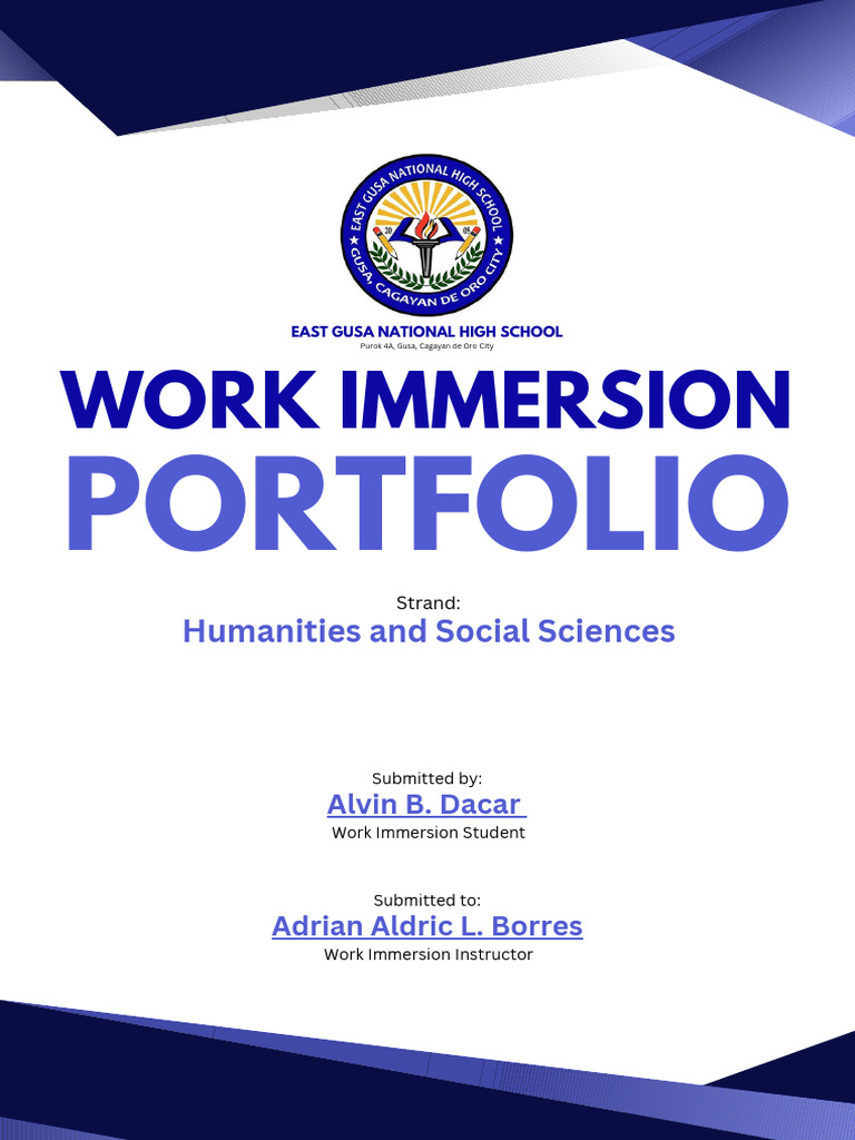 Work Immersion Cover Page (Student Sample) - 20250211 - 213815 - 0000 | PDF