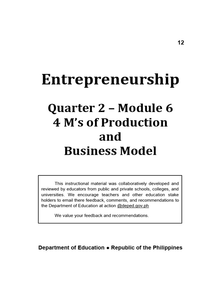 Lesson 6 4Ms-of-Production-and-Business-Model - v2 | PDF | Business ...