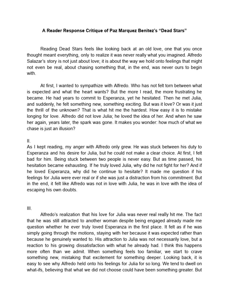 Reader Response Critique PDF | PDF | Love | Feeling