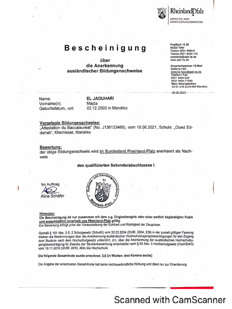 Bescheinigung | PDF