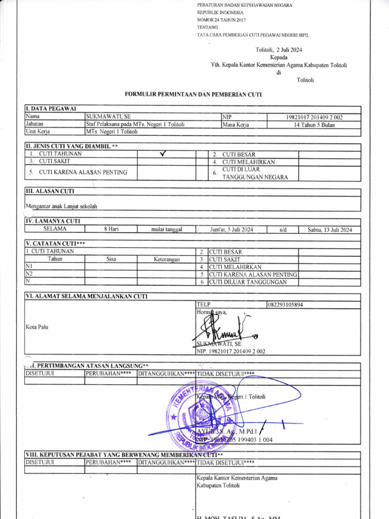 Prosedur Permohonan Cuti PNS | PDF