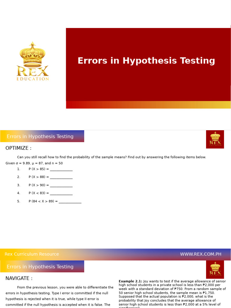 Errors+in+Hypothesis+Testing | PDF | Type I And Type Ii Errors | Hypothesis