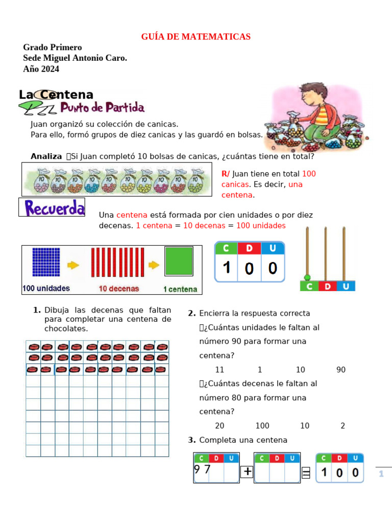 Guia Matematicas Primero Pdf