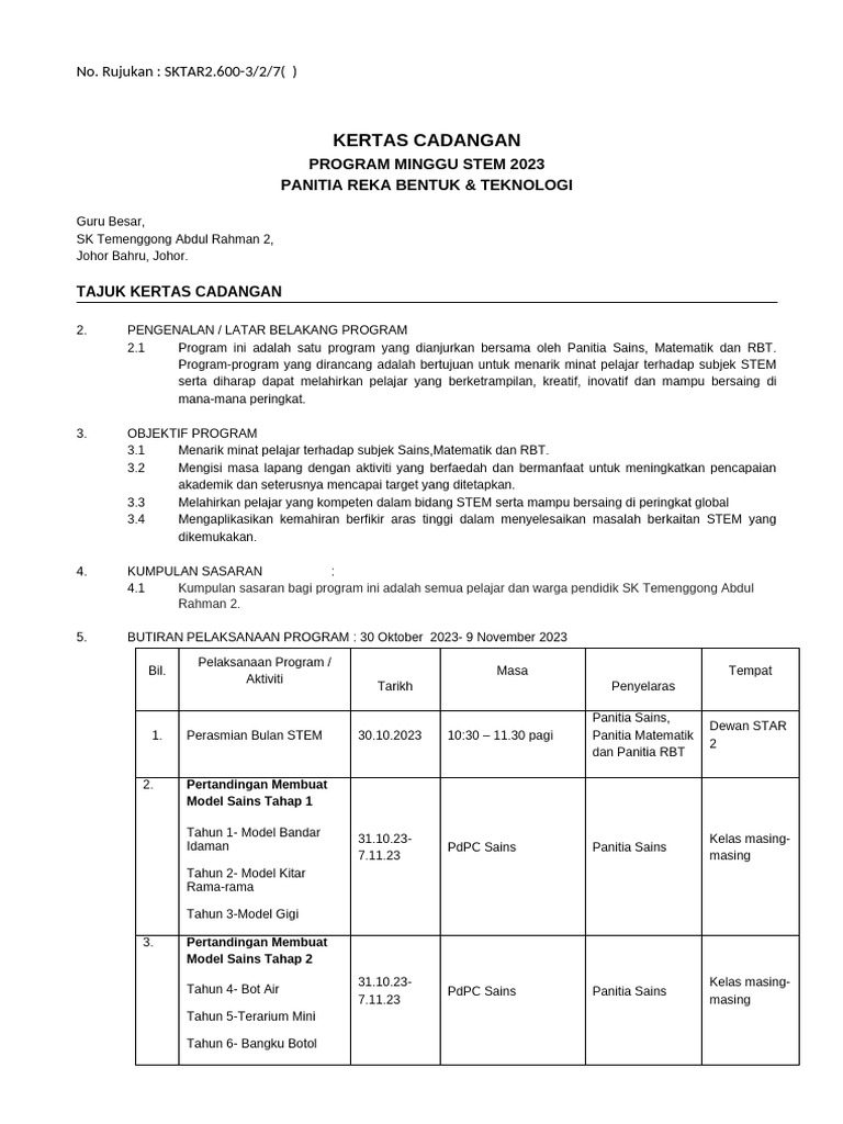 Kertas Kerja Minggu RBT | PDF