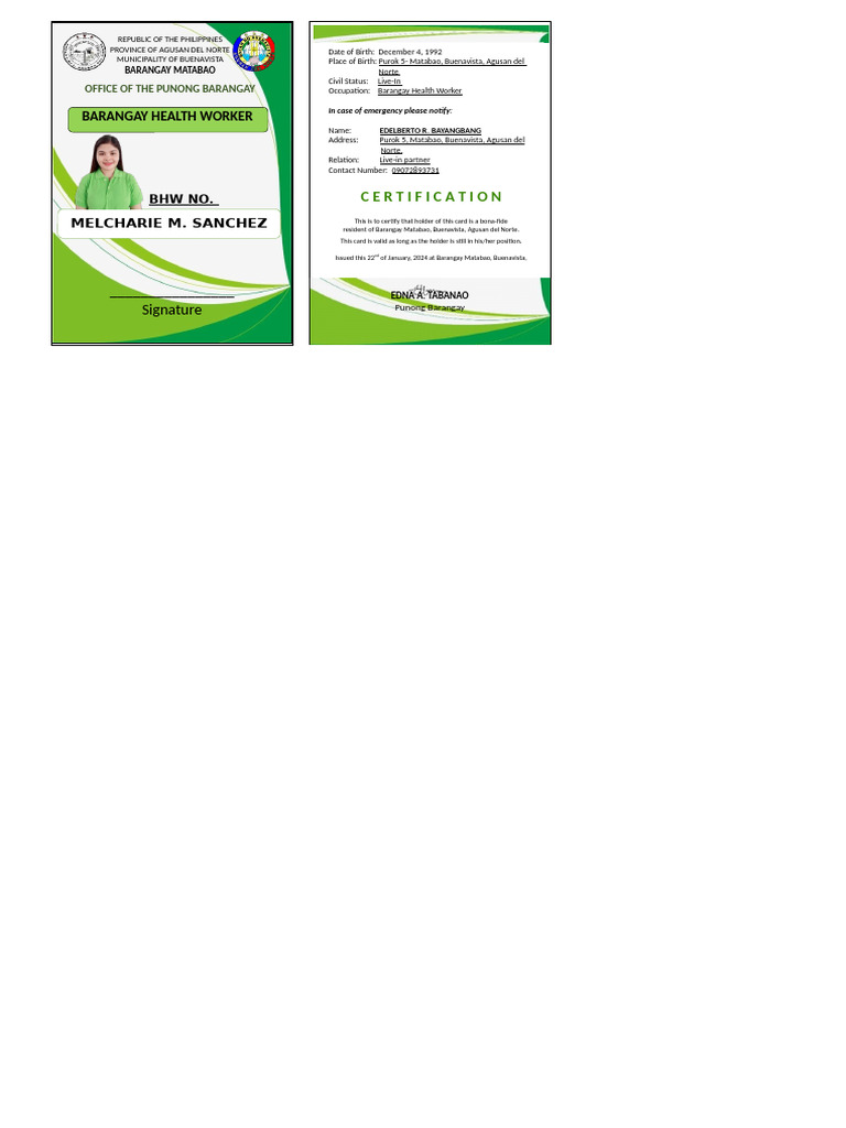 BHW-ID-CARD MELCHARIE | PDF