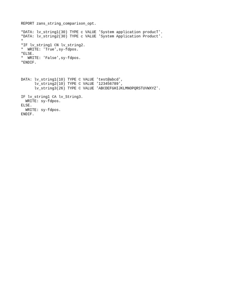 REPORT Zans String Comparison Opt. | PDF