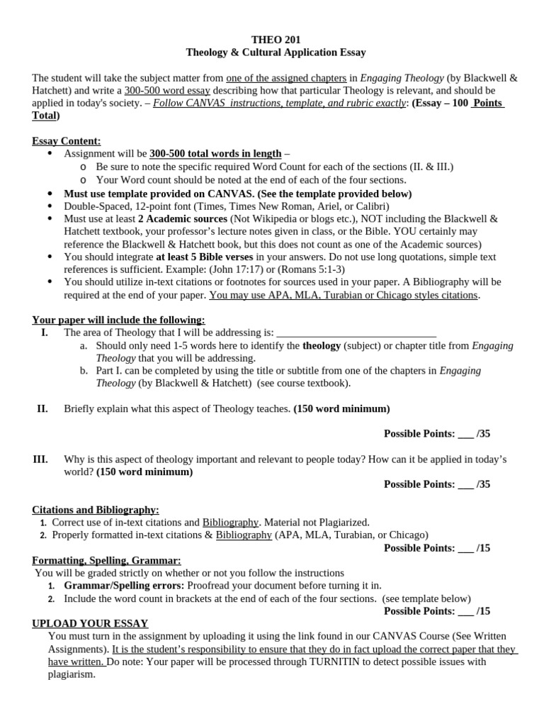 Theology Application Essay Guidelines | PDF | Citation | Religious ...