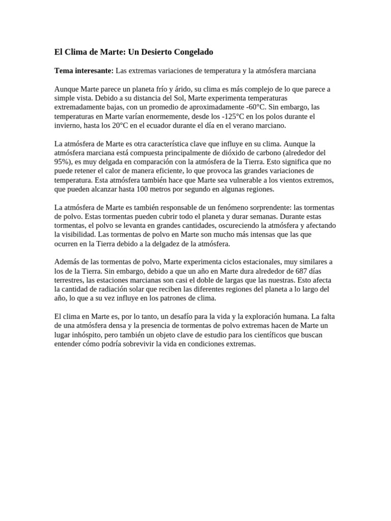 El Clima de Marte | PDF
