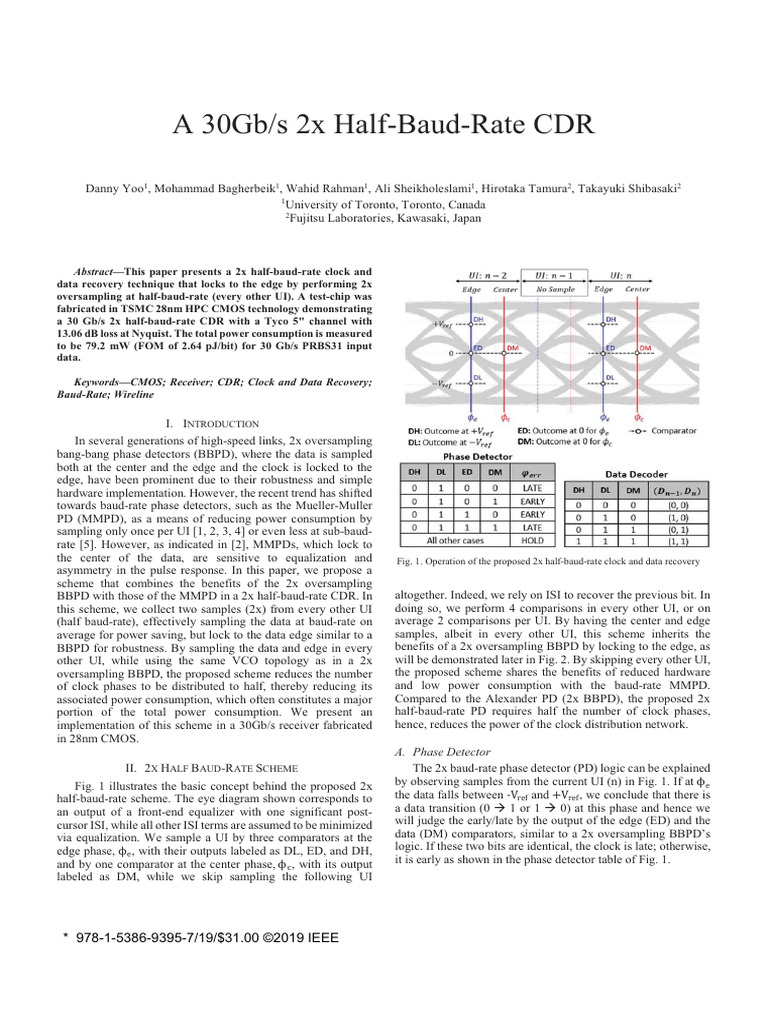 2019-CICC-A 30Gbps 2x Half-Baud-Rate CDR | PDF | Computer Engineering ...