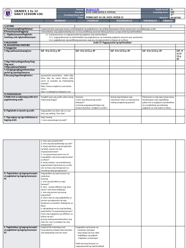 DLL - Esp 6 - Q4 - W3 | PDF