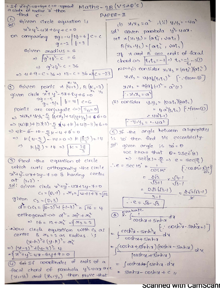 Maths2b (Paper2) 2marks | PDF