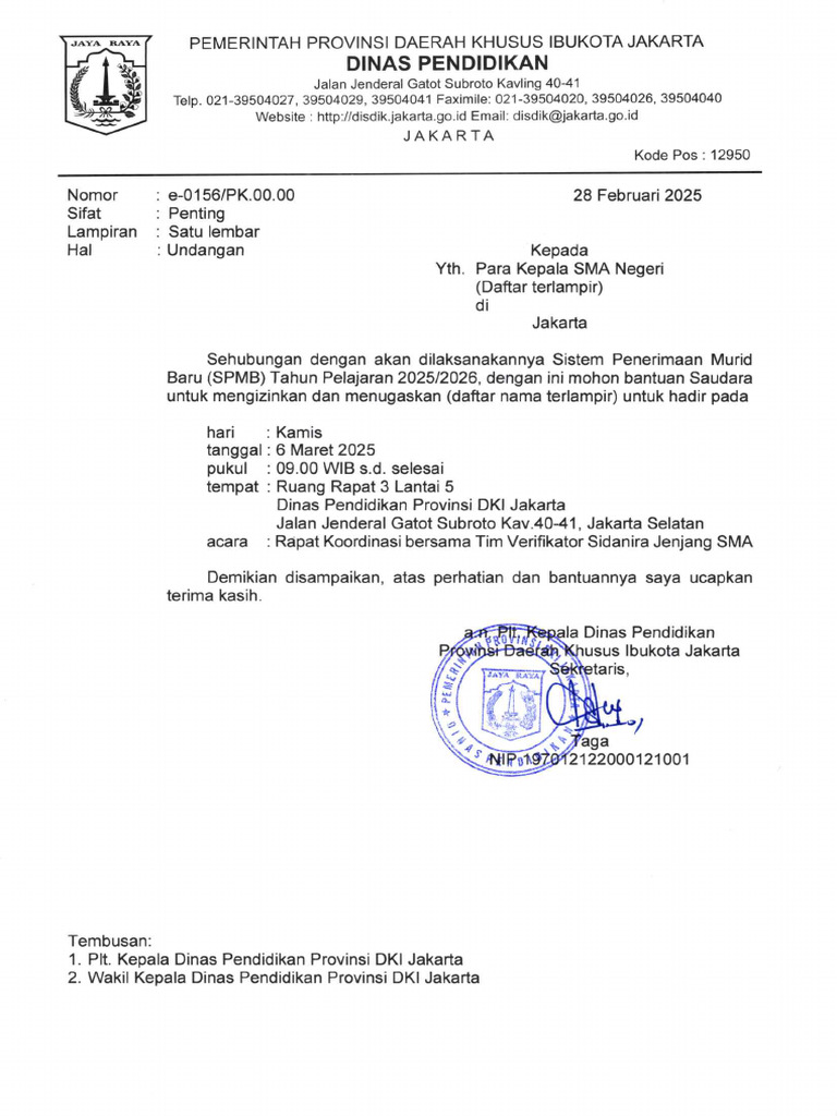 e-0156PK.00.00 Undangan Rapat Koordinasi Bersama Tim Verifikator ...