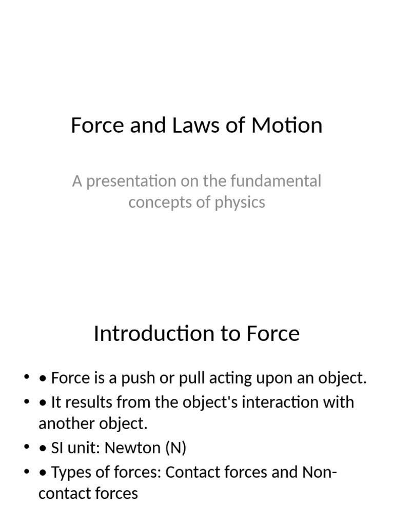 Understanding Force and Motion Laws | PDF