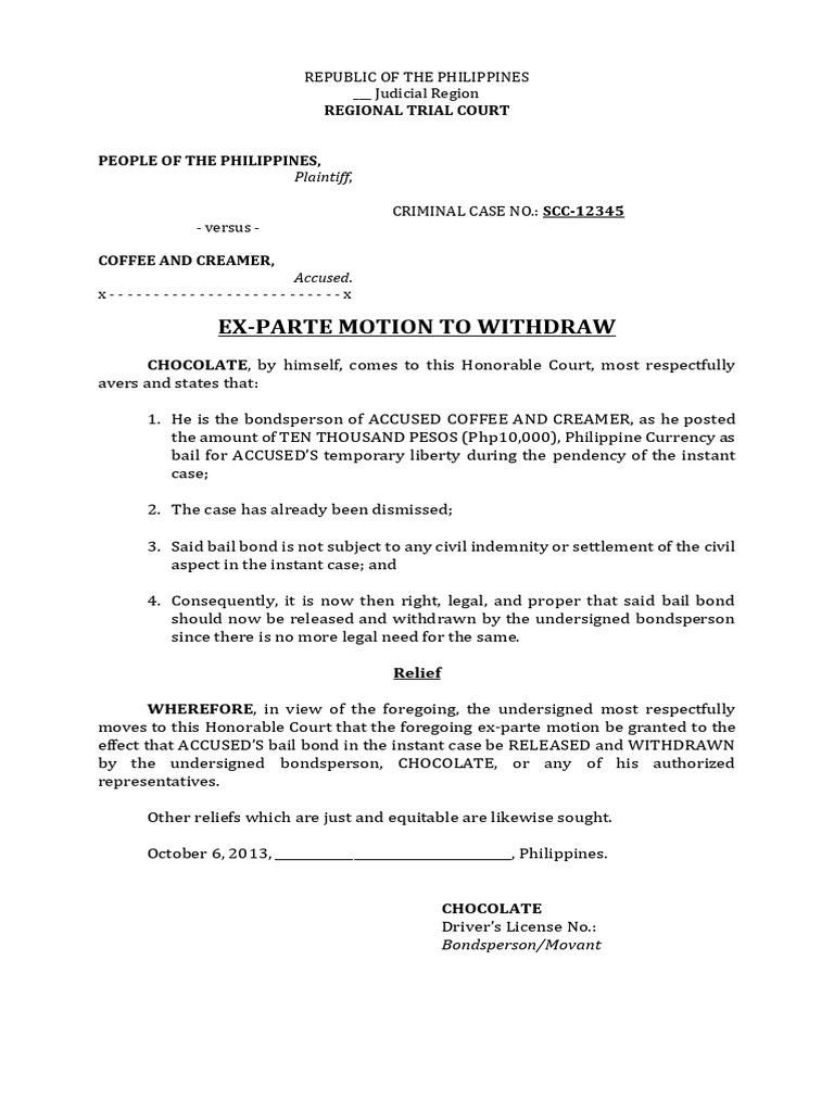 Motion To Release Cashbond | PDF