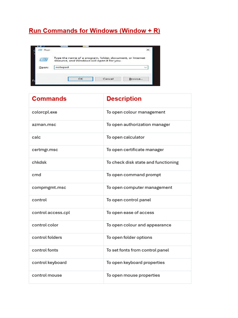 Run Commands For Windows | PDF | Group Policy | Windows Registry