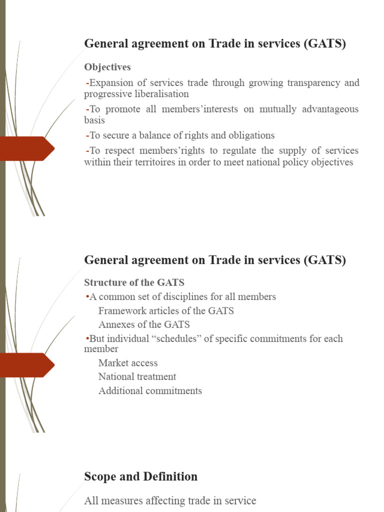 General agreement on Trade in services (GATS.pptx | PDF | General ...