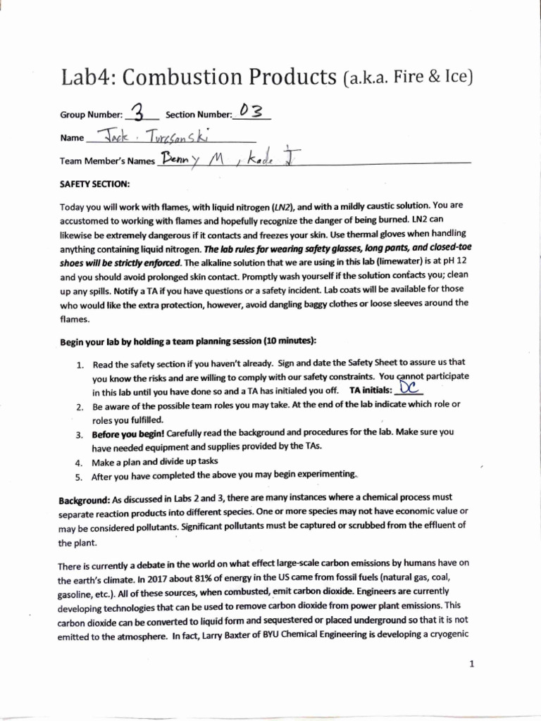 Combustion Lab: Carbon Capture Methods | PDF | Combustion | Carbon Dioxide