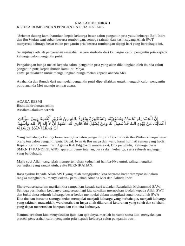 MC Nikah | PDF
