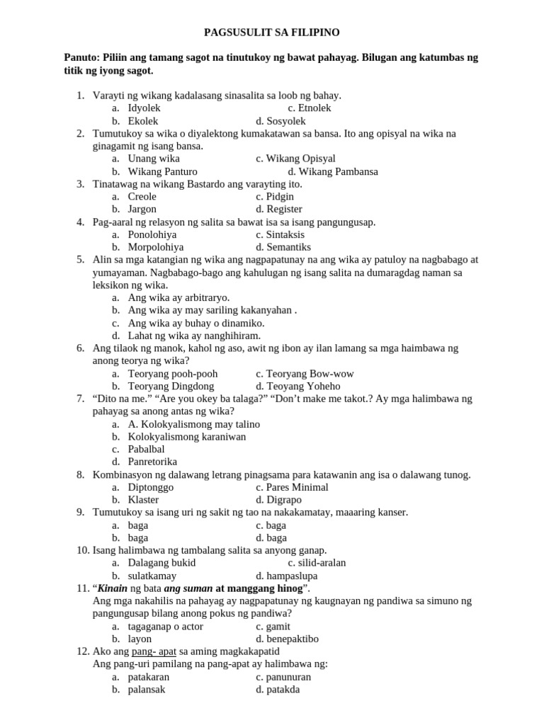 Reviewer Sa-Filipino | PDF