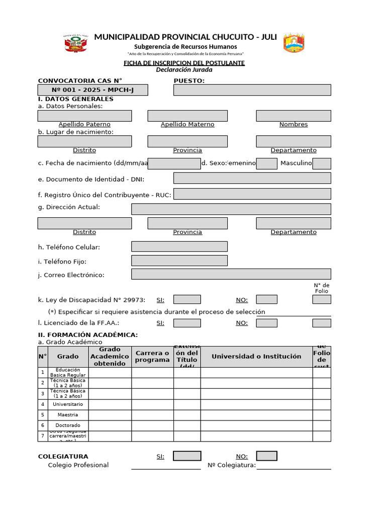 FICHA-DE-INSCRIPCION-CAS-N°001-2025 | PDF