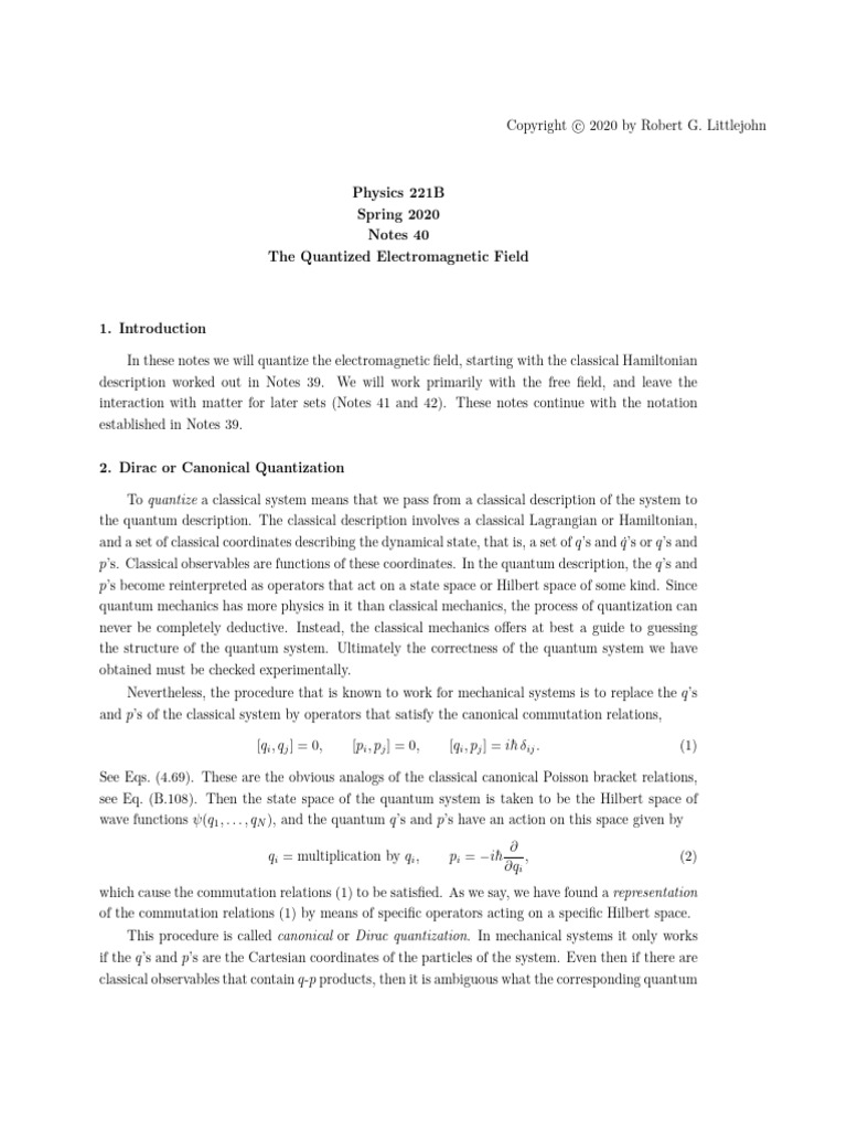 quantization of EM field | PDF | Gauge Theory | Quantization (Physics)