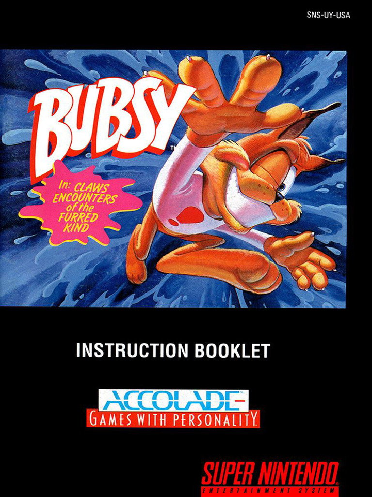 Bubsy 1 SNES Manual (US) | PDF