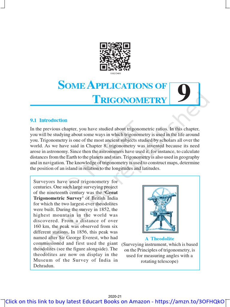 Ch 9- Some Application Of Trigonometry | PDF | Surveying | Trigonometry