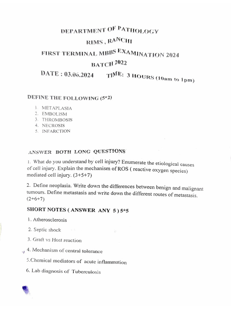 Patho 1st Terminal 22 Batch | PDF