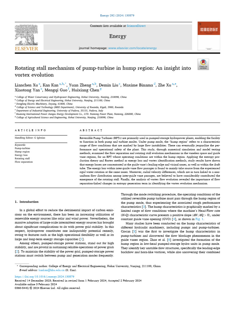 Rotating stall mechanism of pump-turbine in hump region- An insight ...