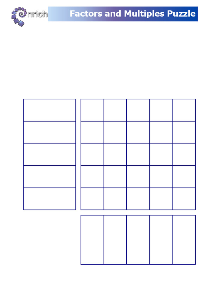 Factors and Multiples Puzzle Game | PDF
