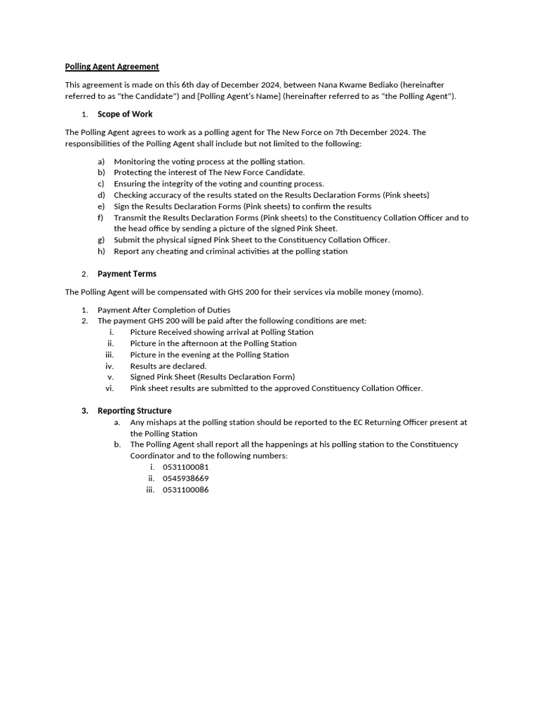Polling Agent Undertaking 07.12.24 | PDF