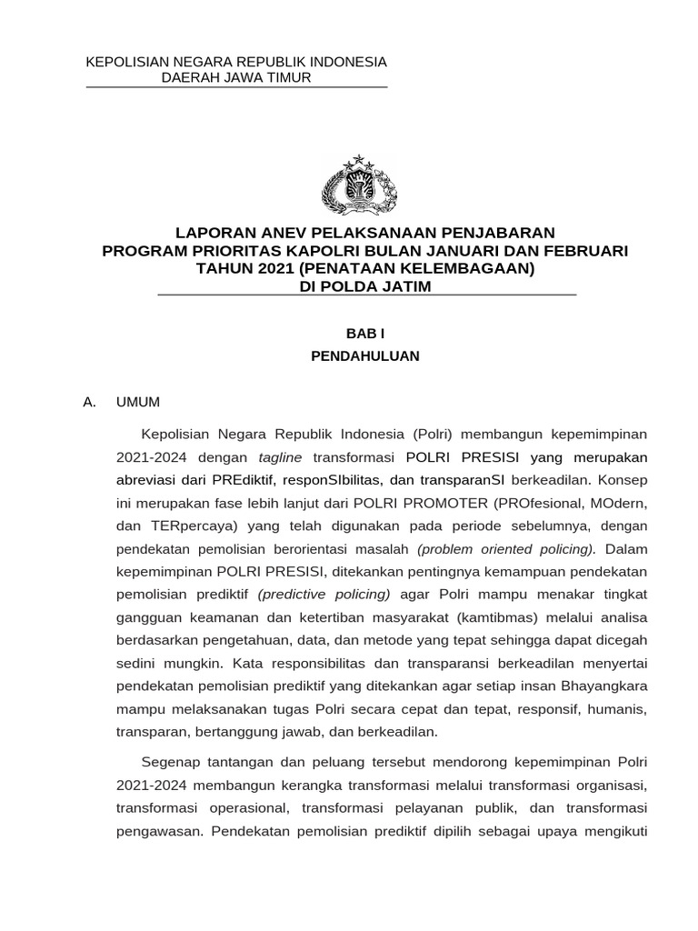 Lap Anev PPK Prog I Feb | PDF