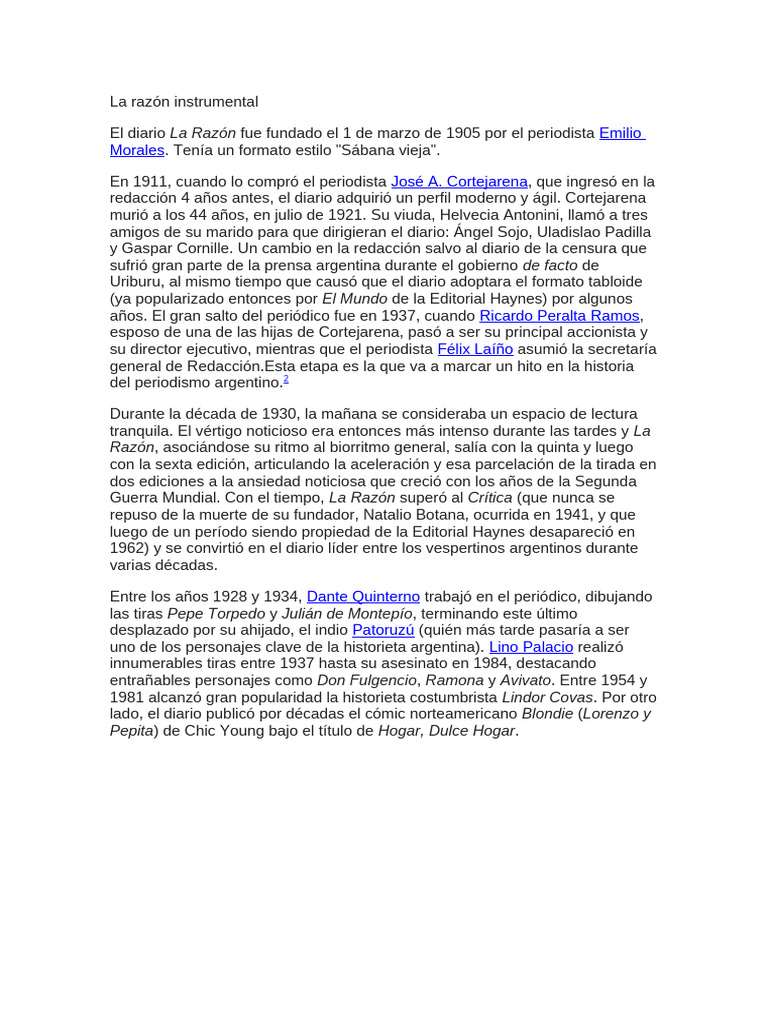 La Razón Instrumental | PDF | Argentina | Periódicos