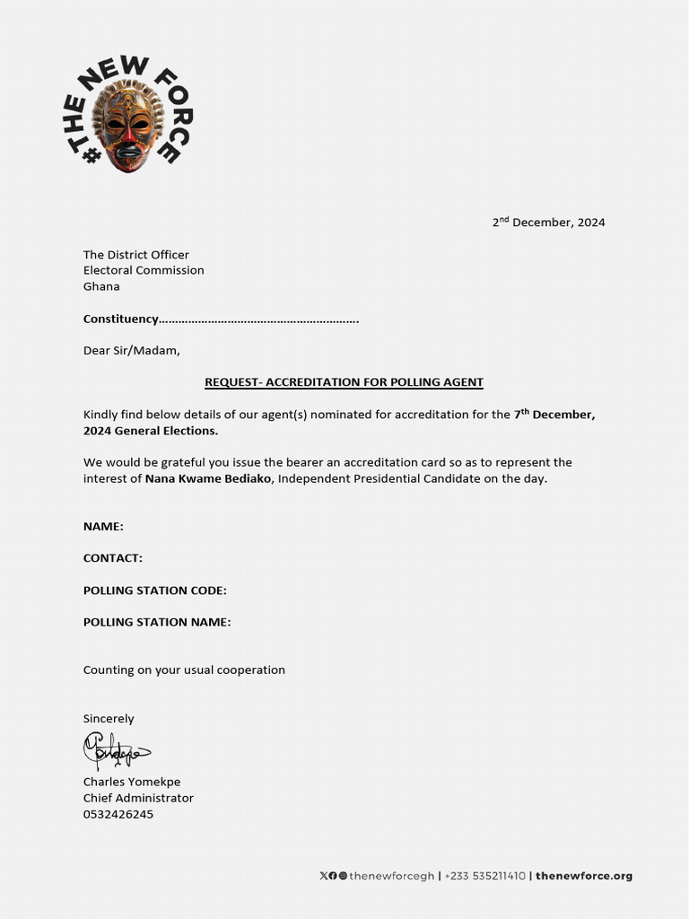 Polling Agent Accreditation Request | PDF