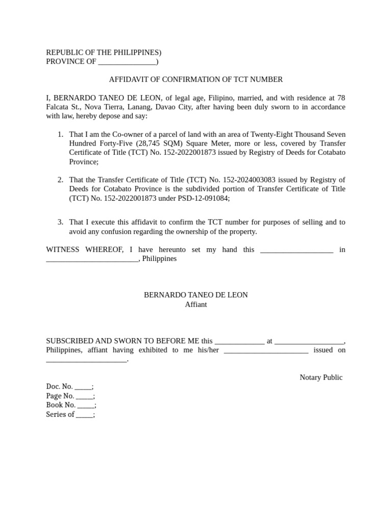 Affidavit of Confirmation | PDF