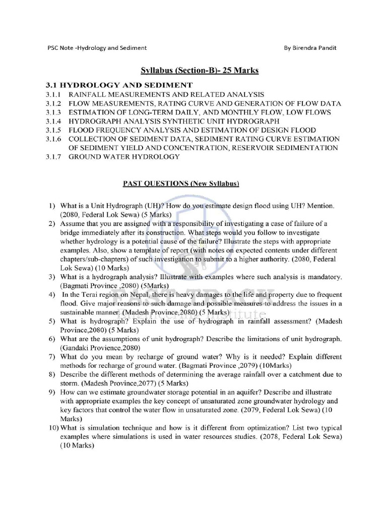 3.1 Hydrology Subjective Notes | PDF