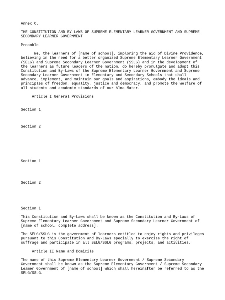 Constitution and By-Laws of SELG/SSLG | PDF | Learning | Governance