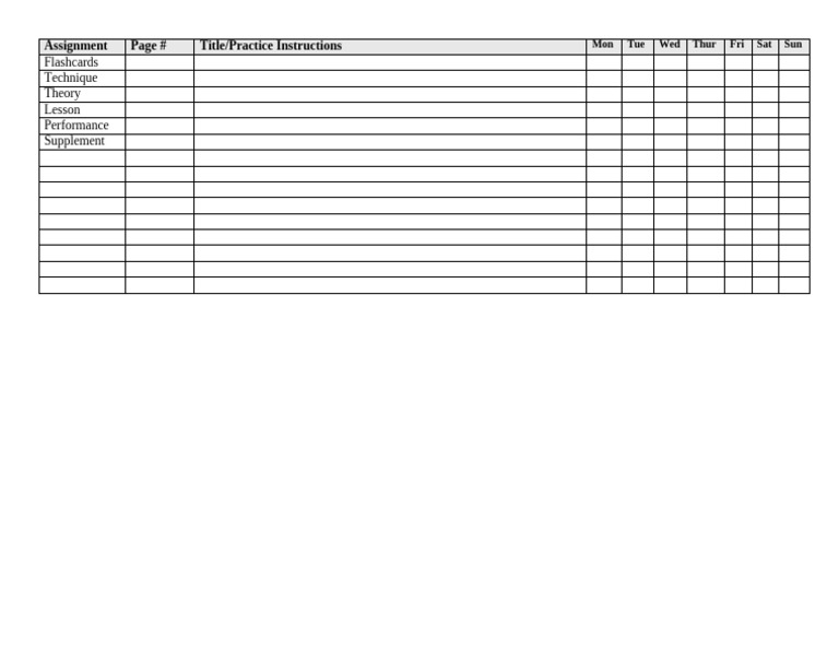 Weekly Assignment Schedule Overview | PDF