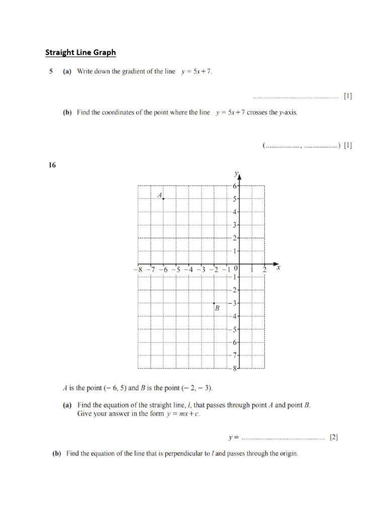 Straight Line Graphs: Plotting Equations | PDF