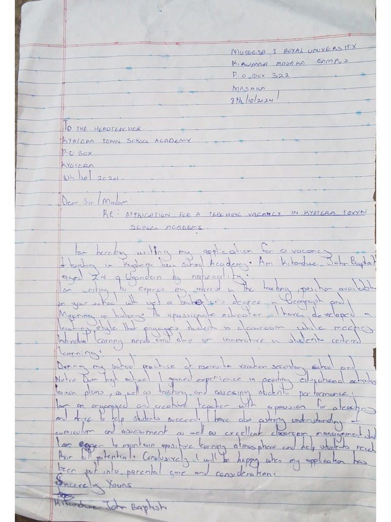 John's Application Letter | PDF