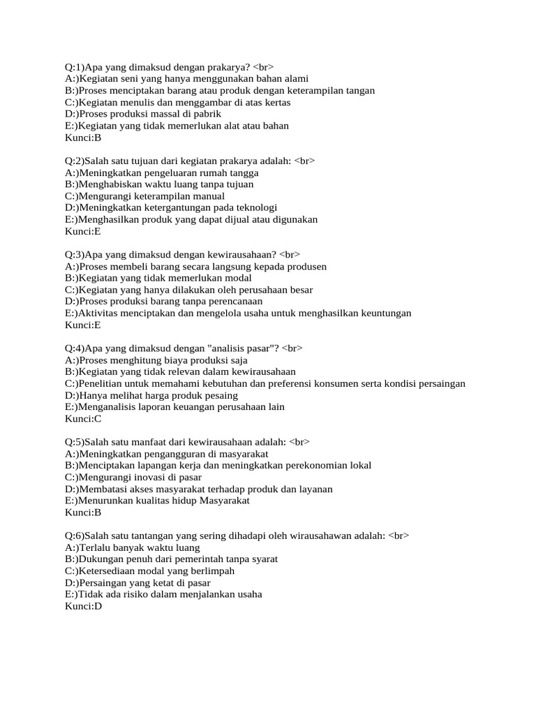 Soal Pkwu Kelas Fa1-6 Cbt | PDF