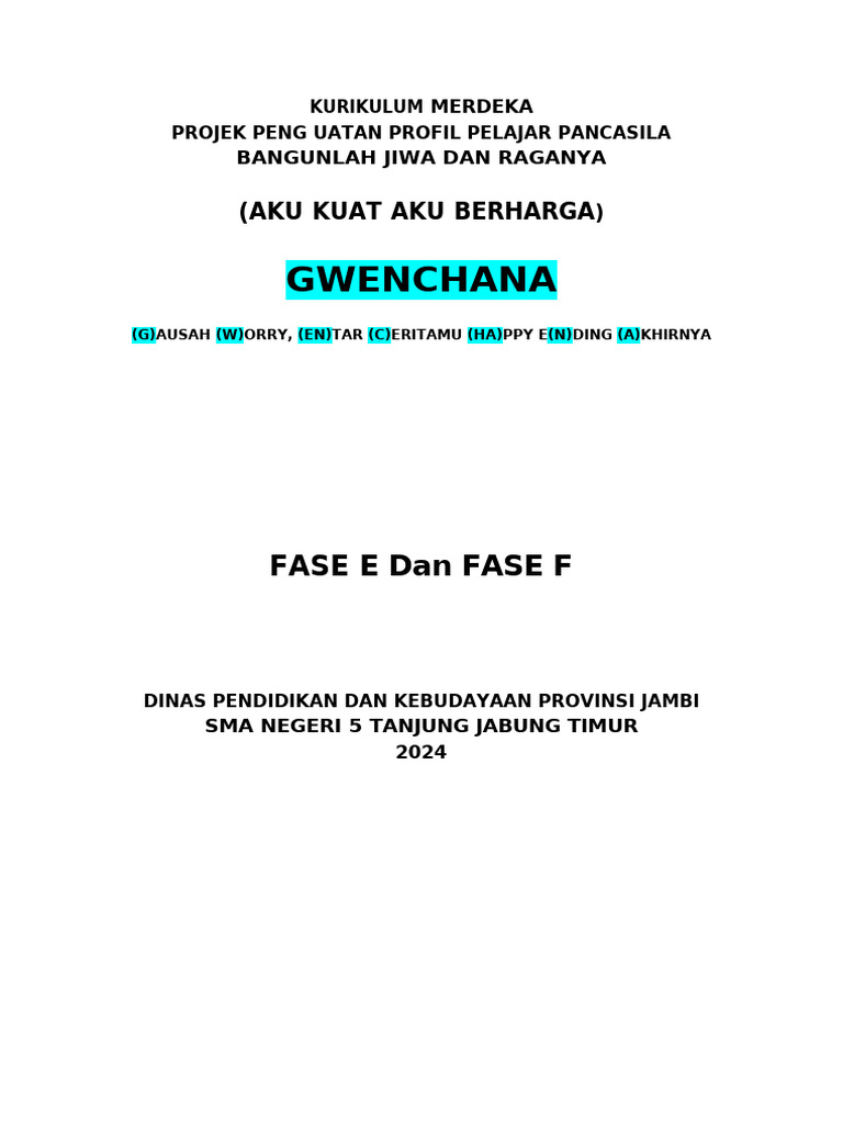 Modul p5 Sman 5 TJT (Tema Bangun Jiwa Raga) 2025 | PDF