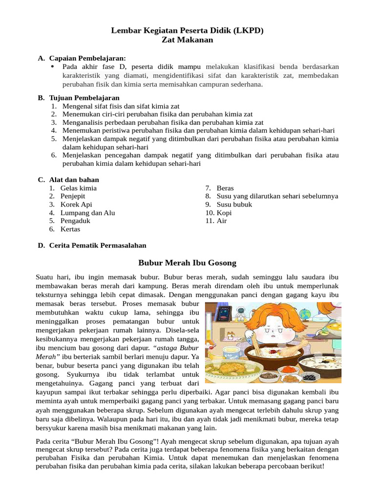 LKPD - KLS-7 - BAB-2 - Sifat Kimia-Fisika | PDF