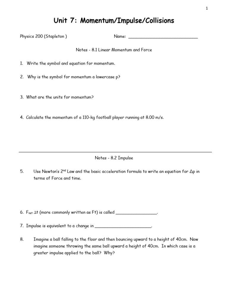 Momentum, Impulse, and Collisions Guide | PDF | Collision | Momentum