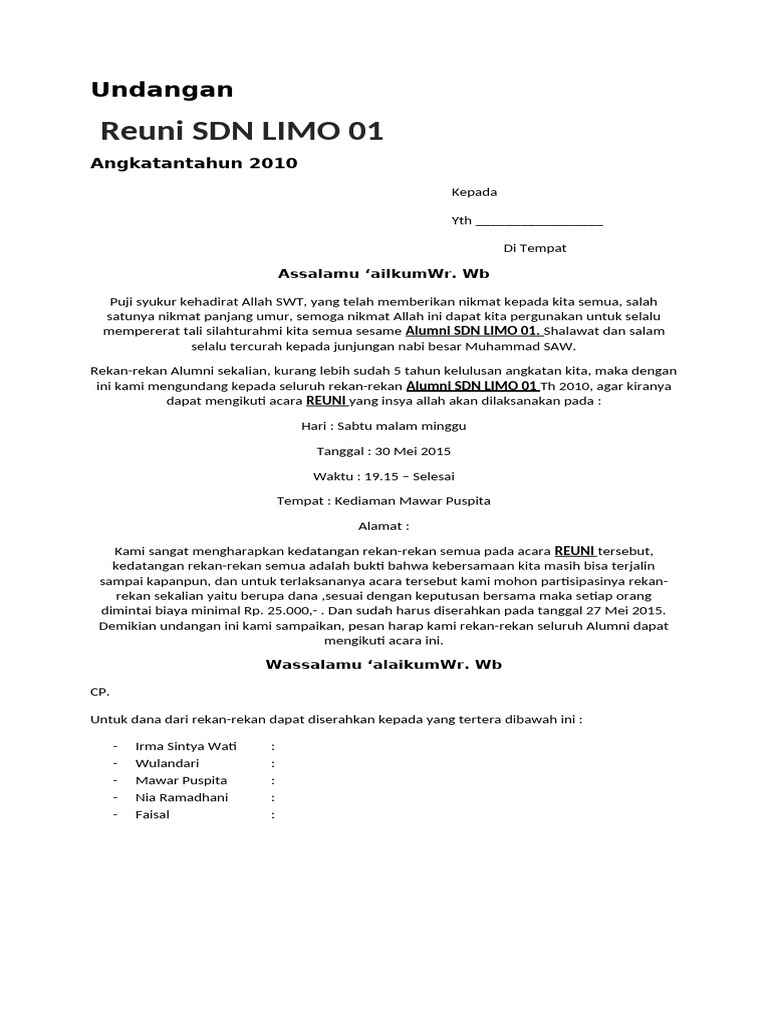 Undangan Reuni | PDF