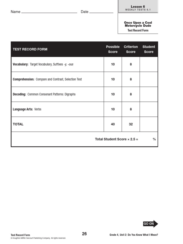 Journeys Weekly Test Level4 Lesson6 | PDF | Linguistics