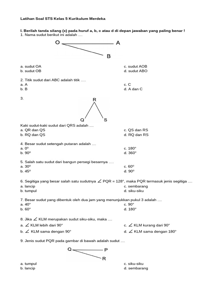 Latihan Soal MTK STS Kelas 5 Kurikulum Merdeka | PDF